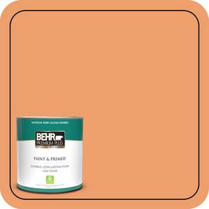 BEHR PREMIUM PLUS 8 oz. #250D-5 Florida Mango Satin Enamel Interior ...