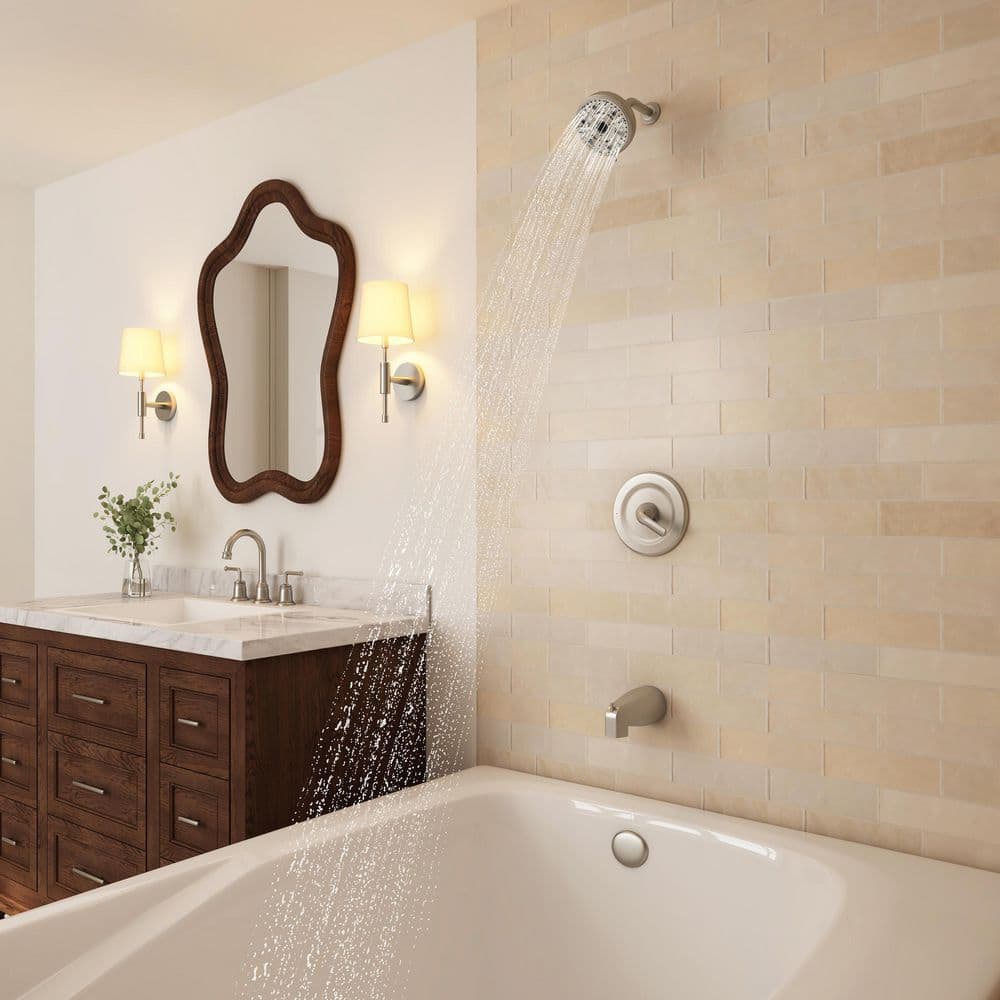 CASAINC 1-Handle Trim Kit in Brushed Nickel with Shower Head and Tub ...