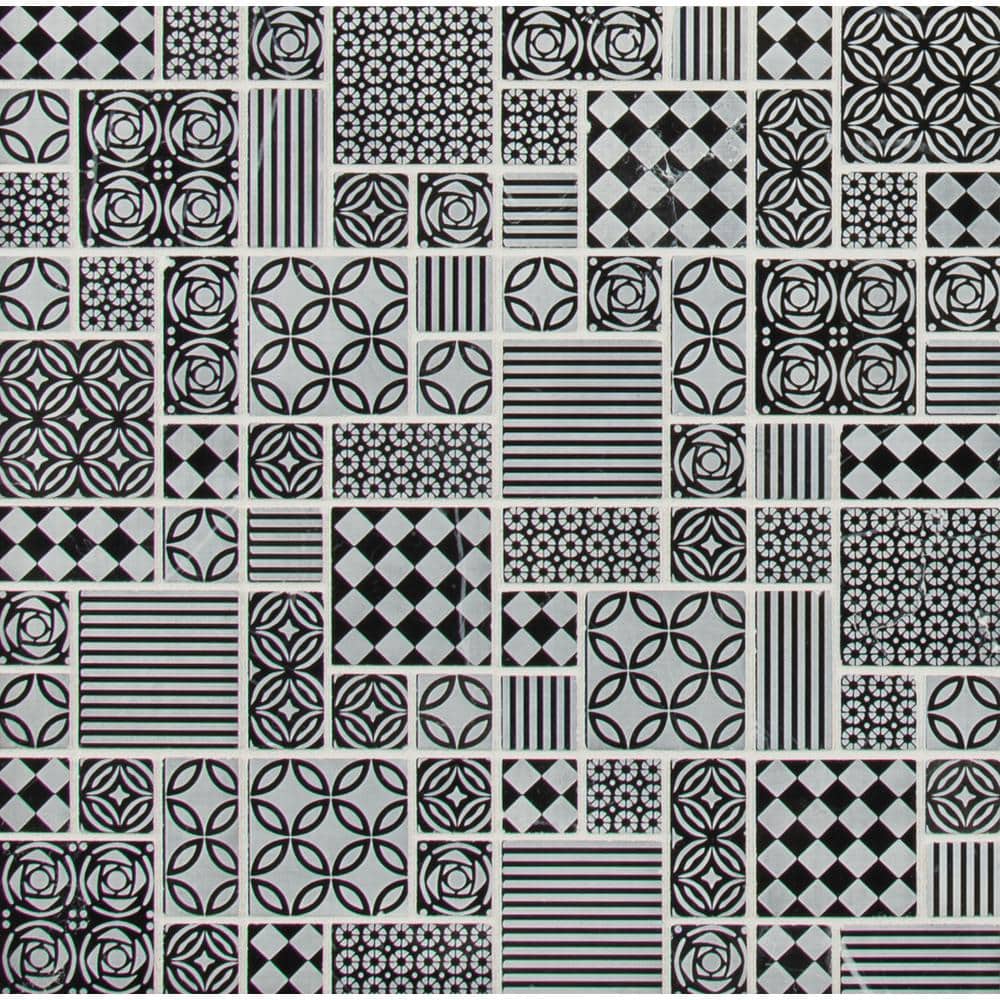 MSI Tetris Nero 12 in. x 12 in. x 10 mm Honed Marble Mosaic Tile (1 sq ...
