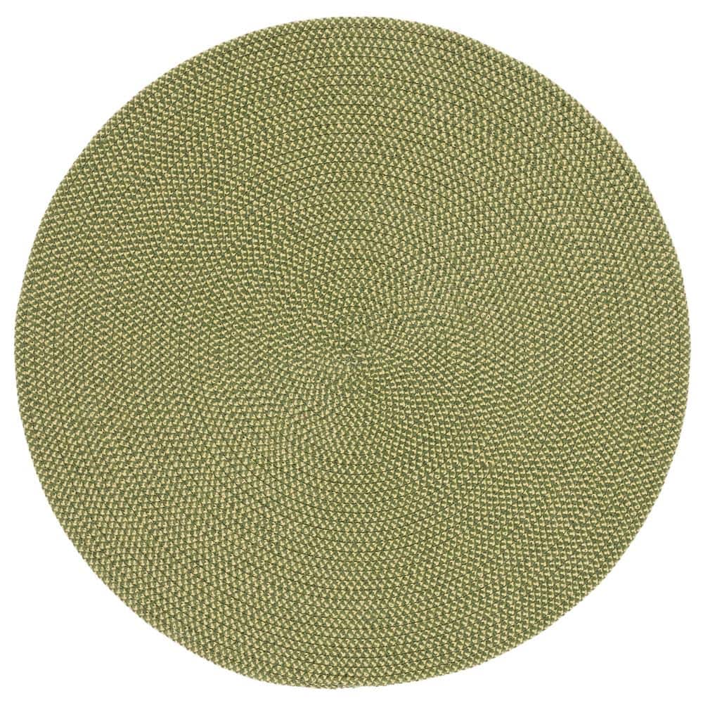 SAFAVIEH Braided Olive Green Doormat 3 ft. x 3 ft. Abstract Round Area ...