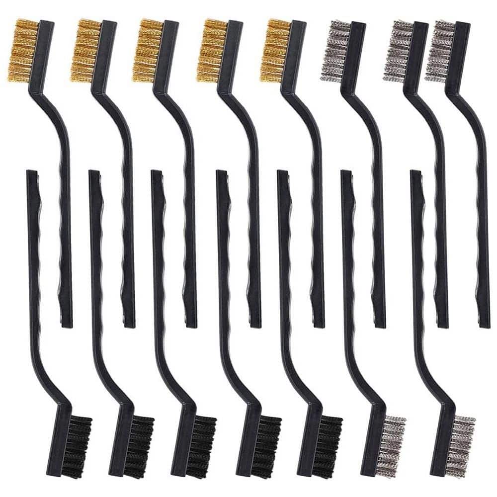 KIWDZFU 15 Pieces Scratch Brush Set Stainless Steel Brass Nylon Curved ...