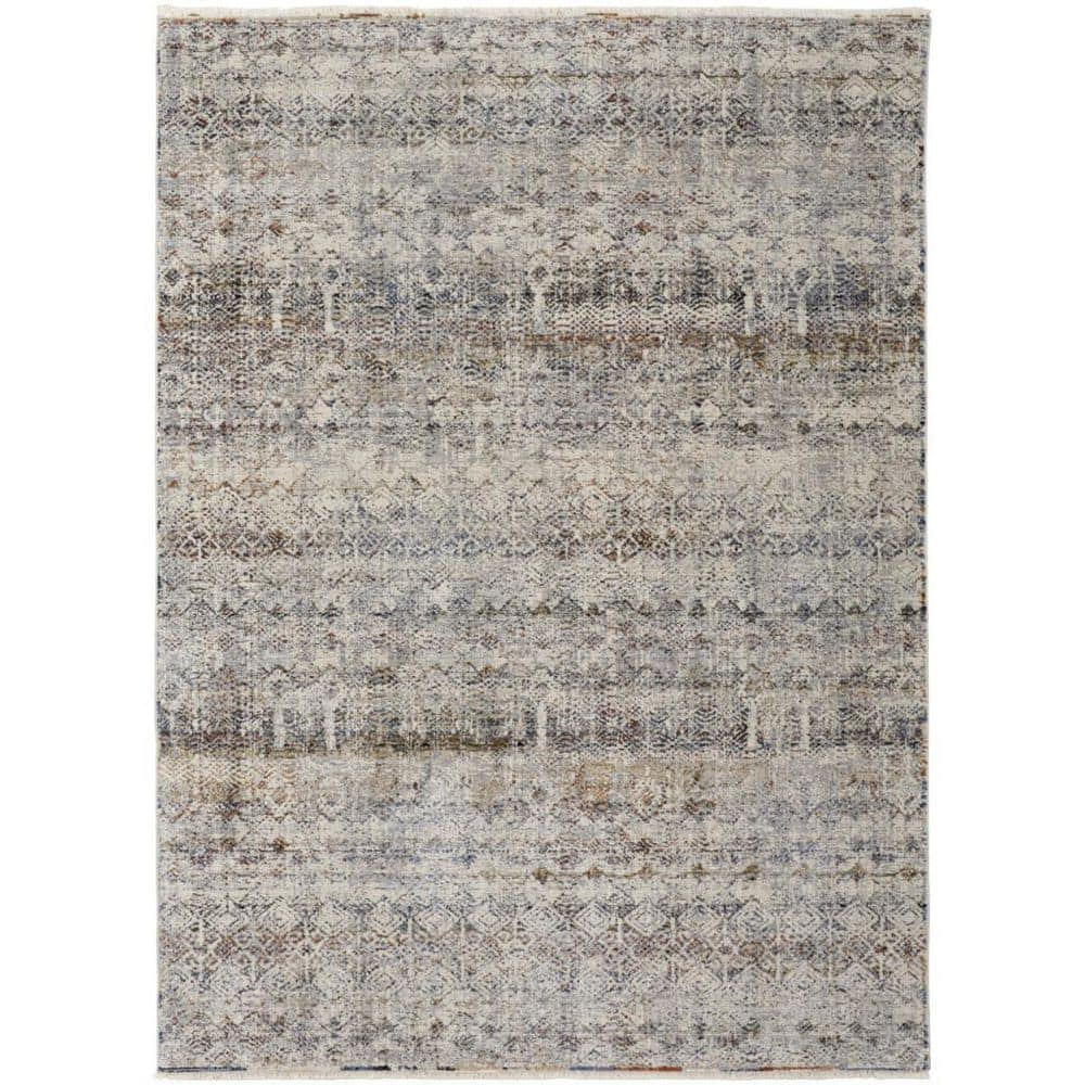 HomeRoots 3 ft. x 5 ft. Gray, Ivory, Blue Abstract Area Rug 2000567246 ...