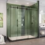 DreamLine Enigma-X 34 1/2 in. D x 72-3/8 in. x 76 in. H Frameless Corner Sliding Shower ...