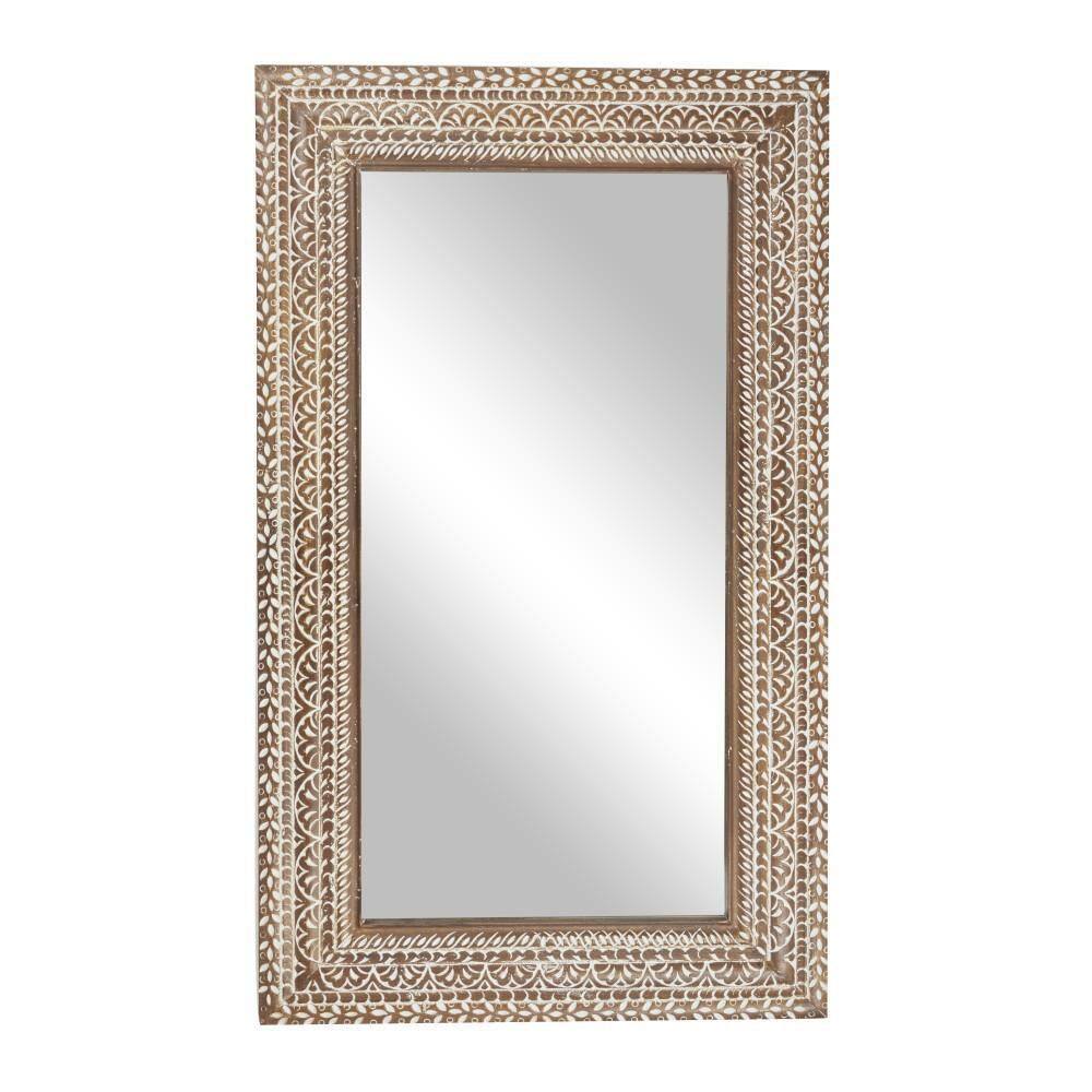 Litton Lane 59 in. x 36 in. Intricately Carved Rectangle Framed Brown ...