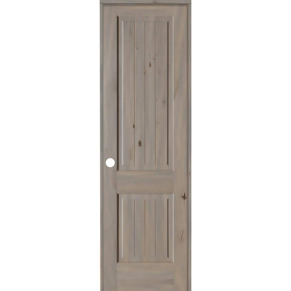 Krosswood Doors 28 in. x 96 in. Knotty Alder 2 Panel Right-Hand Square ...