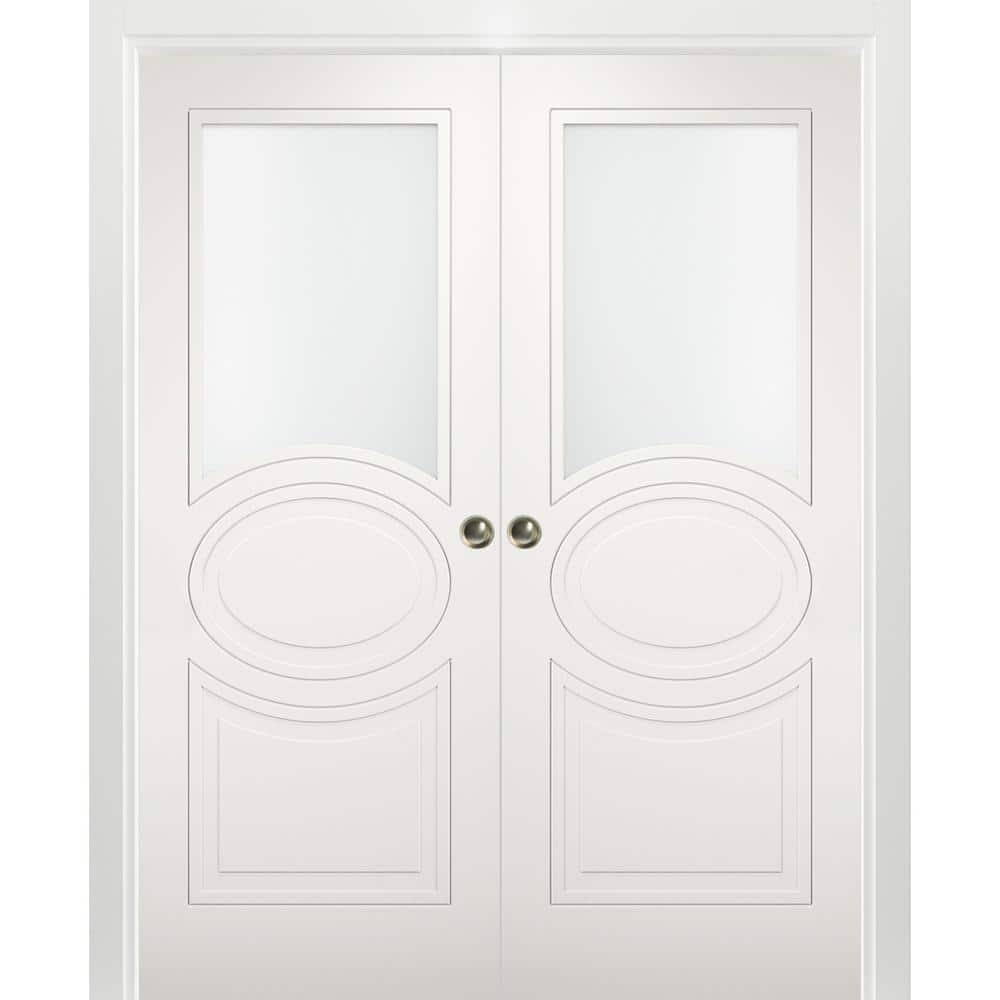 VDOMDOORS 7012 48 in. x 80 in. White Finished MDF Sliding Door with ...