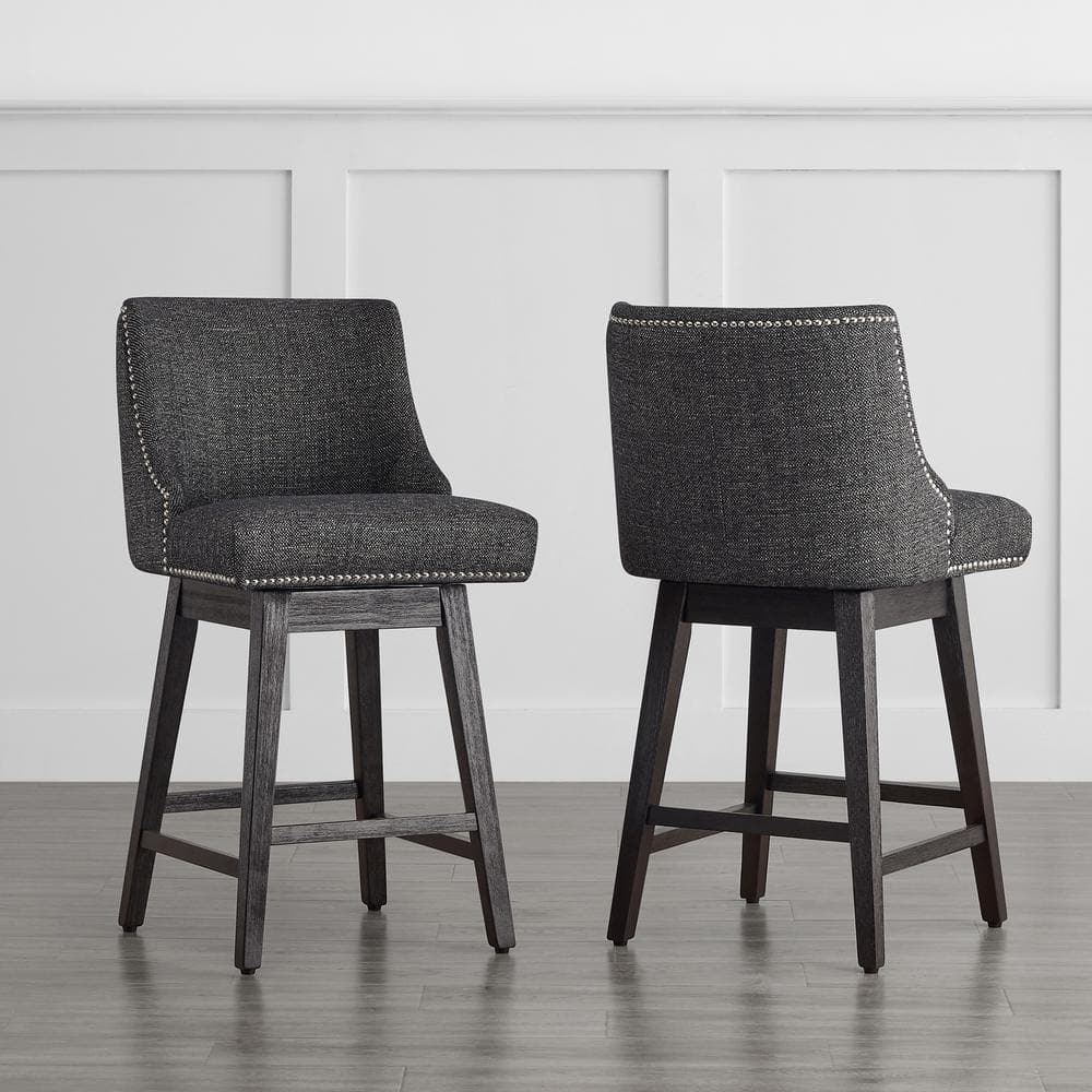 Spruce & Spring Martin 26 in. Charcoal Grey Solid Wood Frame Swivel ...