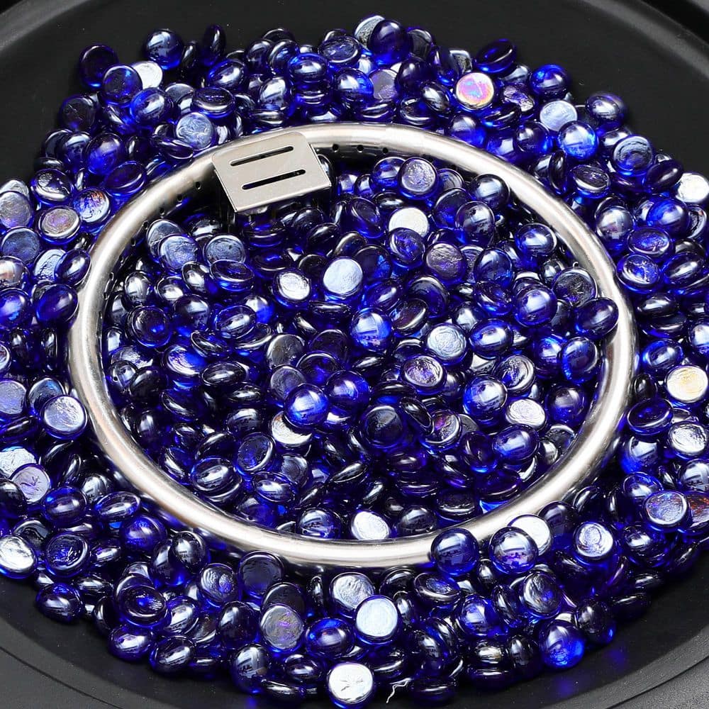 UPHA 11 lb Round Reflective Fire Pit Glass in NavyBlue US1TP250503 ...