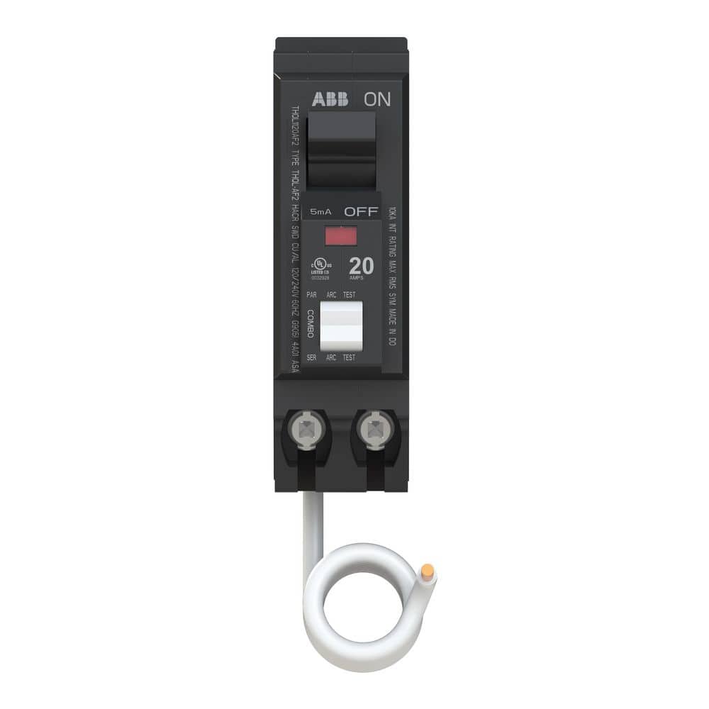 ABB 20 Amp 1 in. Single Pole Combination Arc Fault Circuit Breaker (THQL1120AF2A) THQL1120AF2A ...