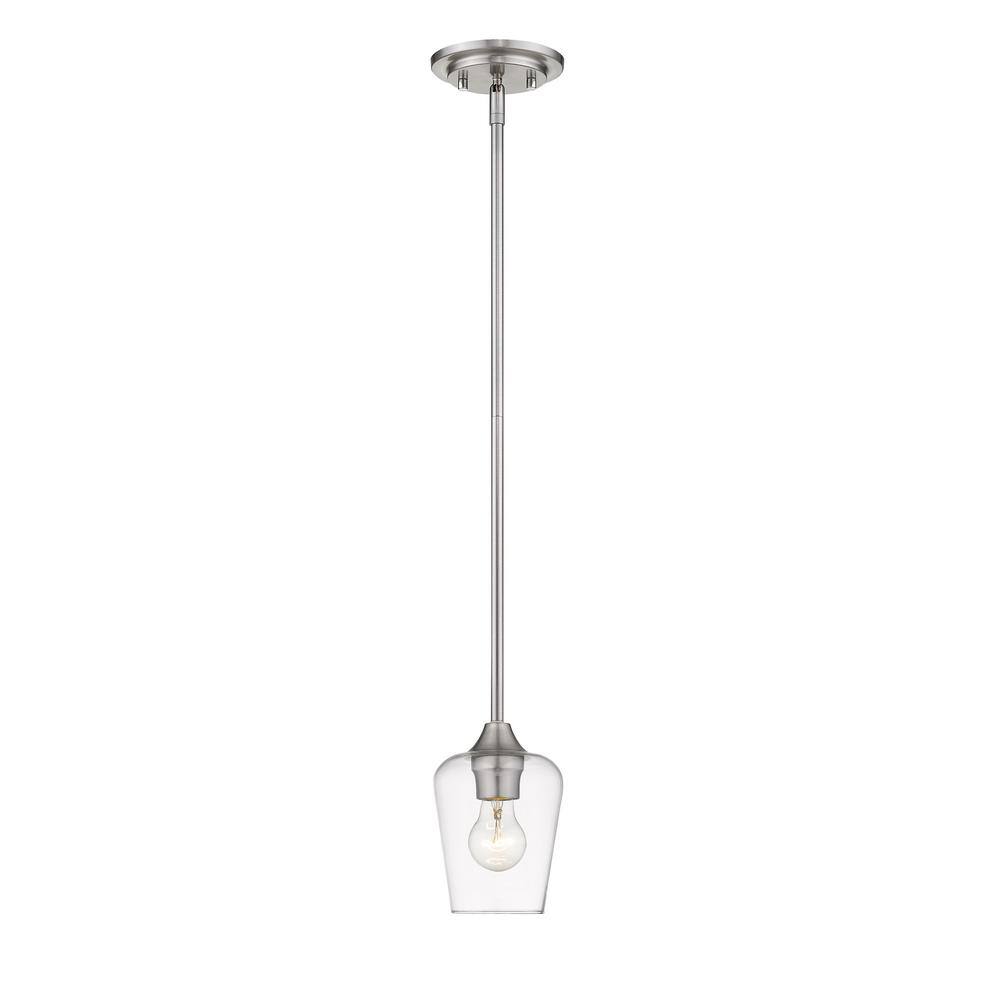 1-Light Brushed Nickel Mini-Pendant with Clear Glass Shade 473MP-BN ...