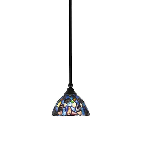 Sparta 100-Watt 1-Light Matte Black Shaded Pendant Light Mini Pendant ...