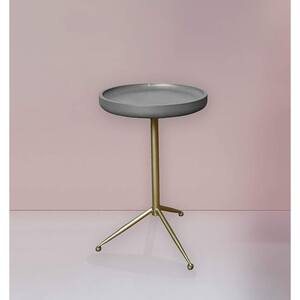 MODWAY Relay Side Table EEI-6150 in Gold 17.5 in. L x 17.5 in. W x 19.5 in. H Round Glass Top ...