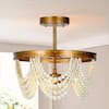 Uolfin Modern Farmhouse Boho Ceiling Light 3-Light Antique Gold Round ...