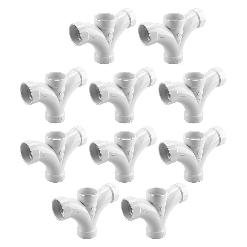 PLUMBFLEX 3 in. x 3 in. x 3 in. x 3 in. PVC DWV Double Fixture Fitting ...