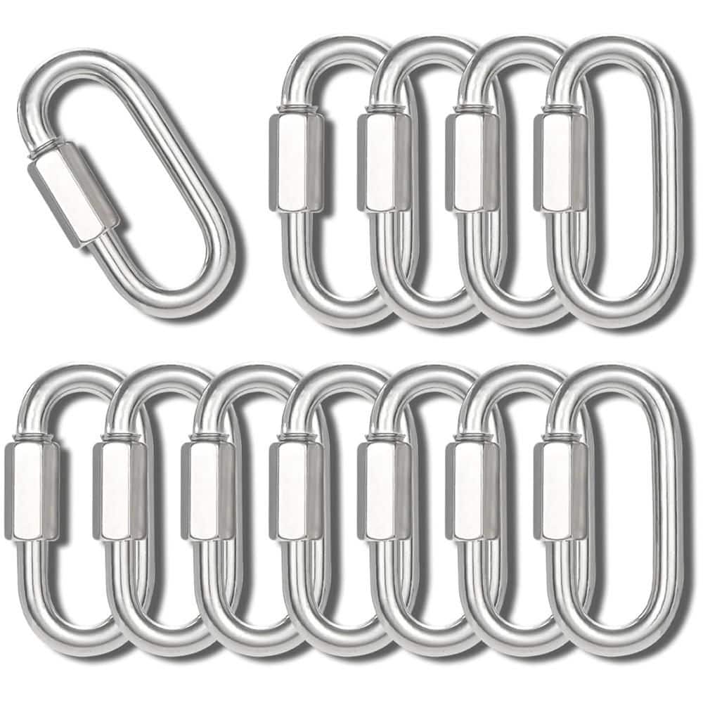 MISOPILY Chain Quick Brackets Links 12-Pack Silver Heavy Duty Carabiner ...
