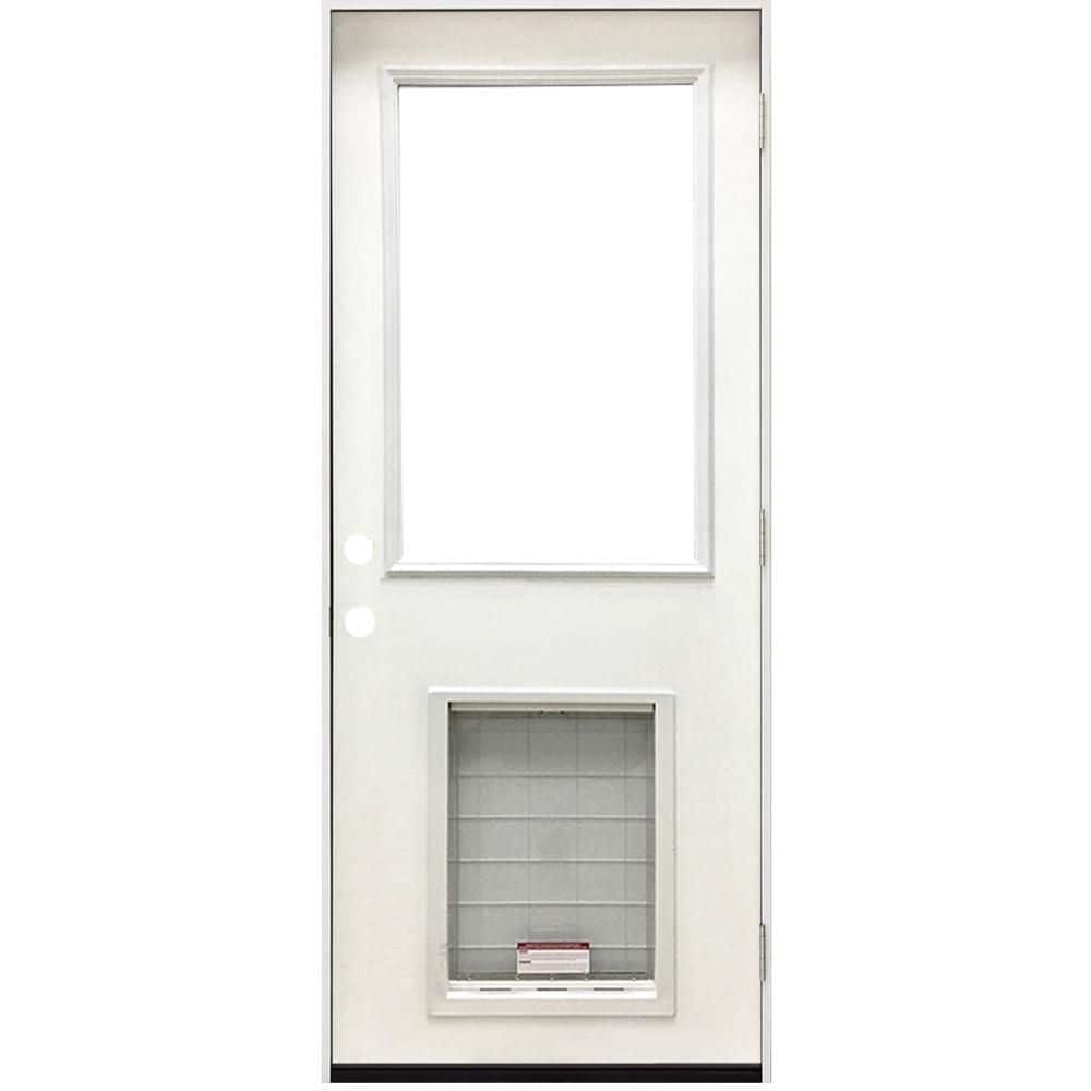 Steves & Sons 36 in. x 80 in. Reliant Series Clear Half Lite LHOS White ...