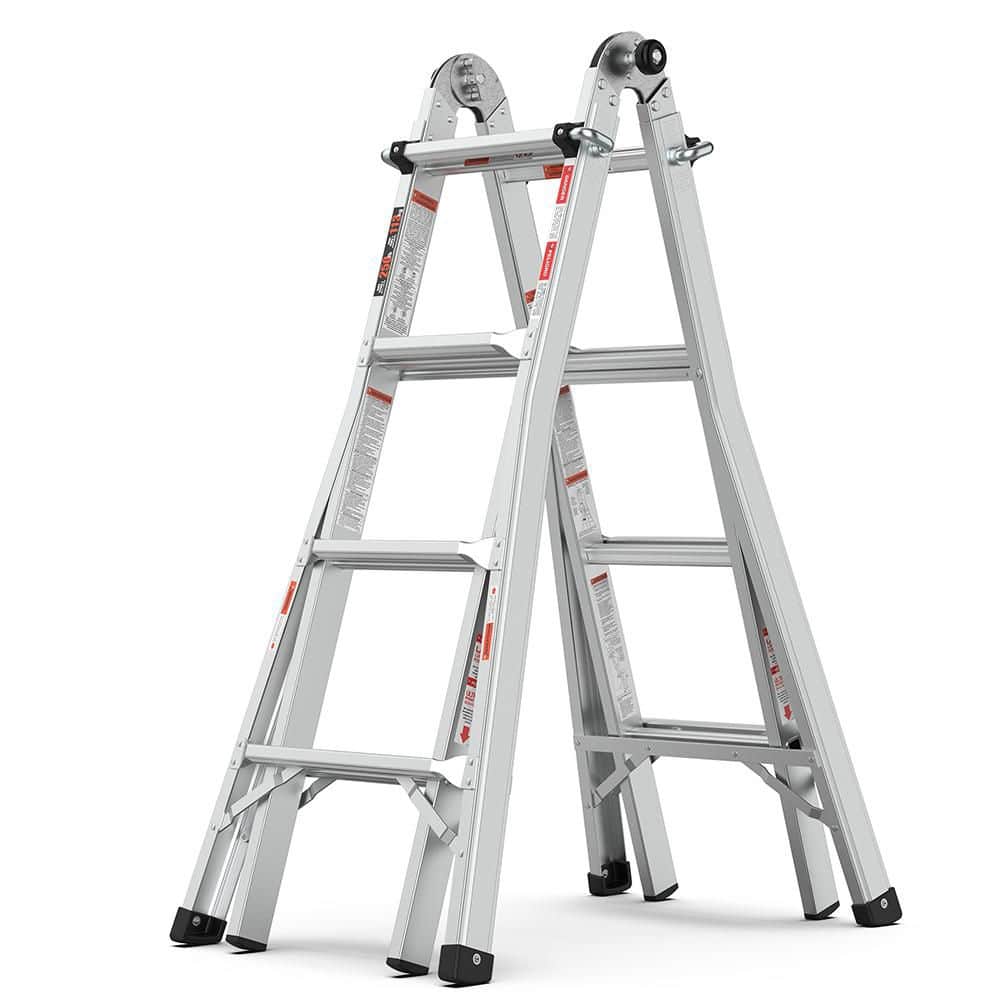 17 ft. Multi-Position A-Frame Foldable Aluminum Ladder, ANSI 250 lbs ...