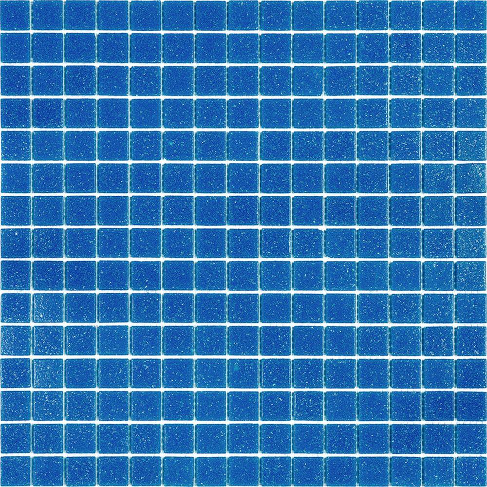 Apollo Tile Dune Glossy Azure Blue 12 in. x 12 in. Glass Mosaic Wall ...