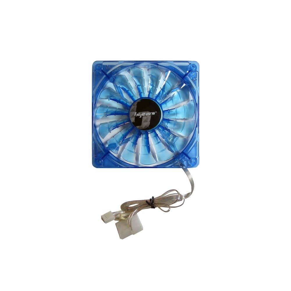 Bgears 140 mm Blue 2-Ball Bearing PWM Blue LED 12-Volt DC Fan in Blue b ...