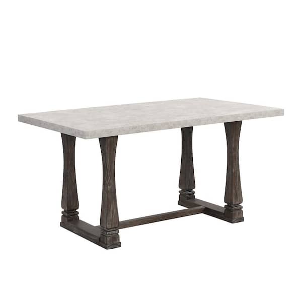 Clihome 60 in. Classic Farmhouse Rectangle Grey Solid Wood 4 Legs ...