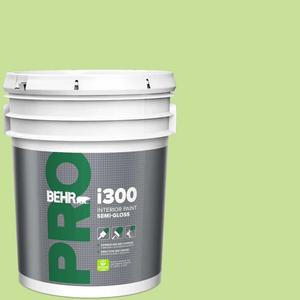 BEHR PRO 5 gal. #420A-3 Key Lime Semi-Gloss Interior Paint PR37005 ...