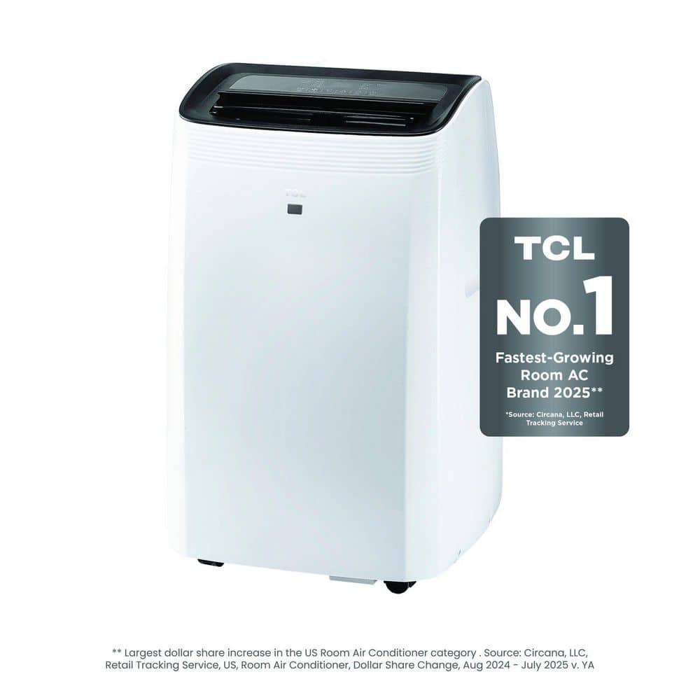 TCL 10,000 BTU (DOE) Smart Portable Air Conditioner Cools 450 sq. ft ...