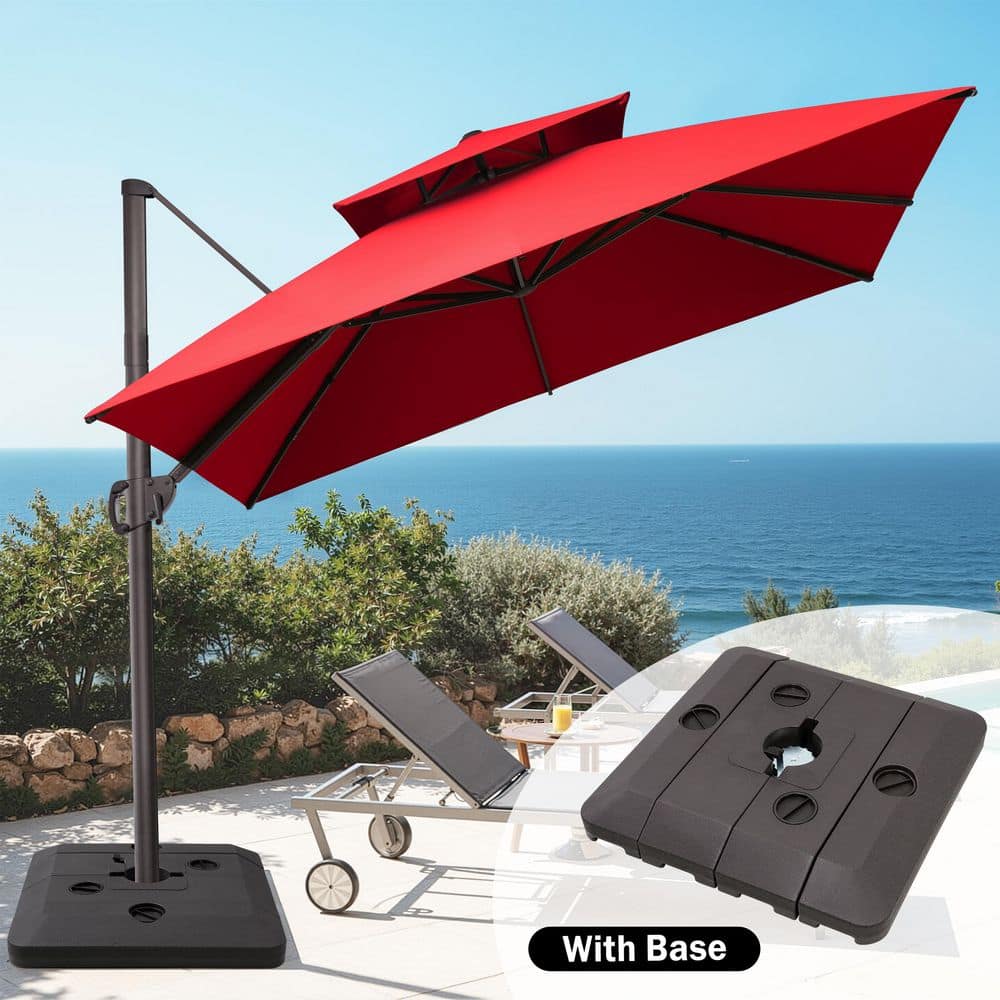 Crestlive Products 10 ft. x 10 ft. Double Top Cantilever Patio Umbrella ...
