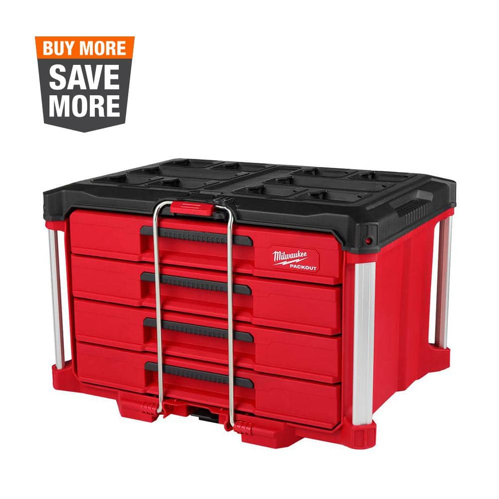 Milwaukee PACKOUT 22 in. Modular 4-Drawer Tool Box with Metal ...