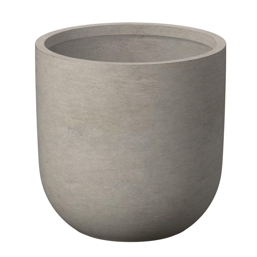 Sapcrete 14 in. Medium Light Gray Concrete Round Planter / Pot with ...
