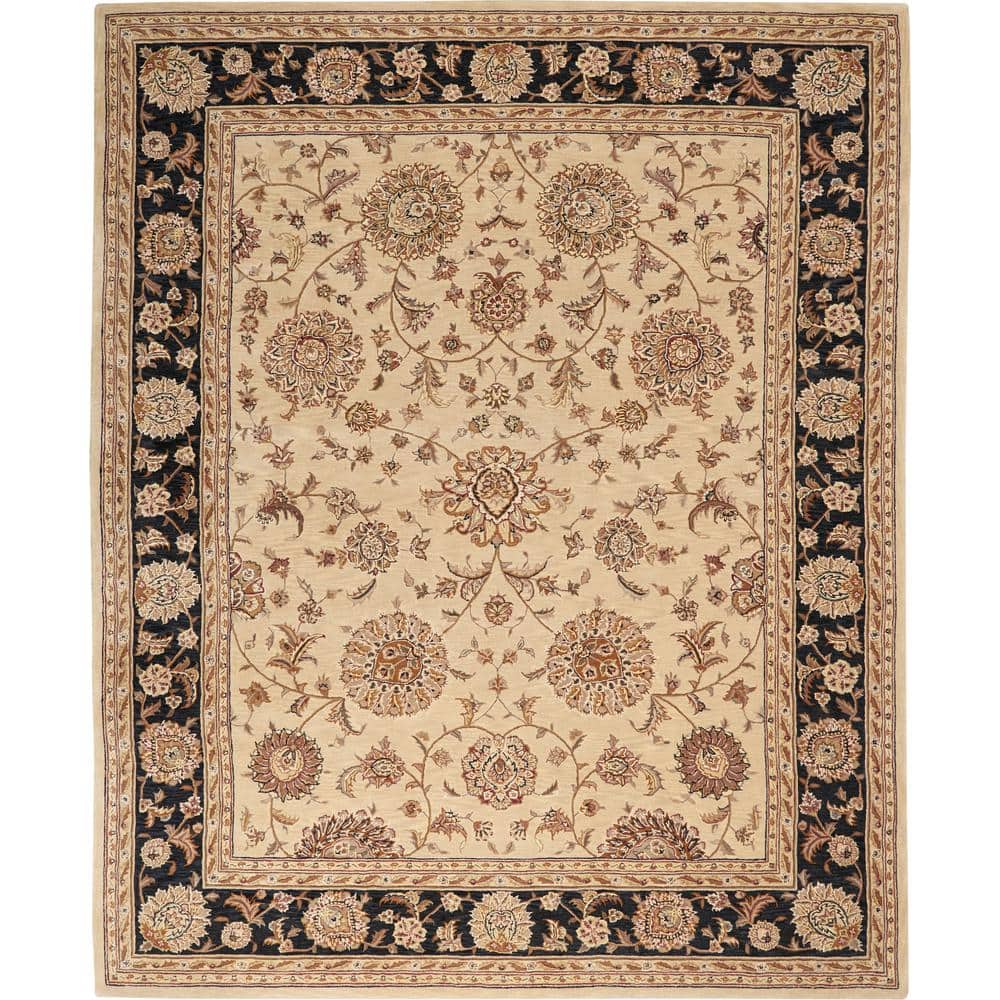 Nourison 2000 Beige 8 ft. x 10 ft. Bordered Traditional Area Rug 020123 ...