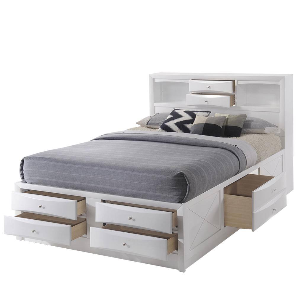 Acme Furniture Ireland 57 in. W White Full Non-Upholstered Wood Frame ...