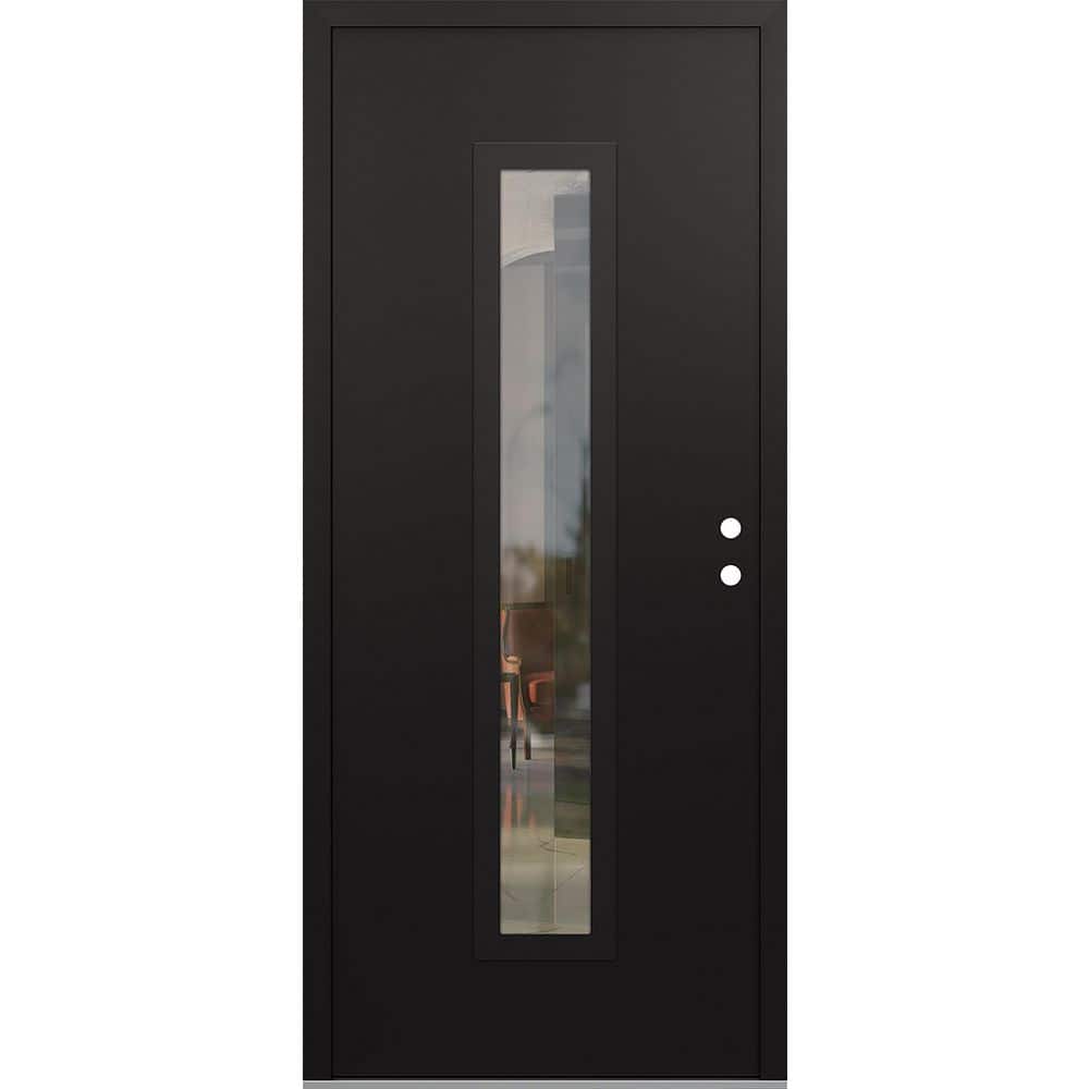 Tessari Doors A11 36 in. x 80 in. Black P Left-Hand/Inswing Clear Glass ...