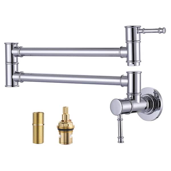 ALEASHA Wall Mounted Pot Filler with Removable Aerator in Chrome AL ...