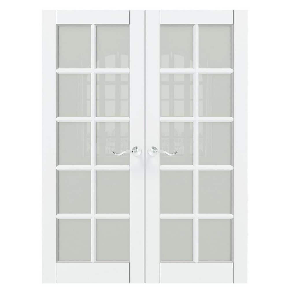 TENONER 60 in. x 80 in. Composite, MDF, 10-Lite, Frosted Glass, Primed ...