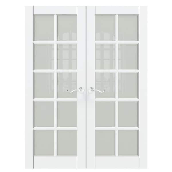 TENONER 60 in. x 80 in. MDF Composite, Primed, White, 3 Lite, Frosted ...