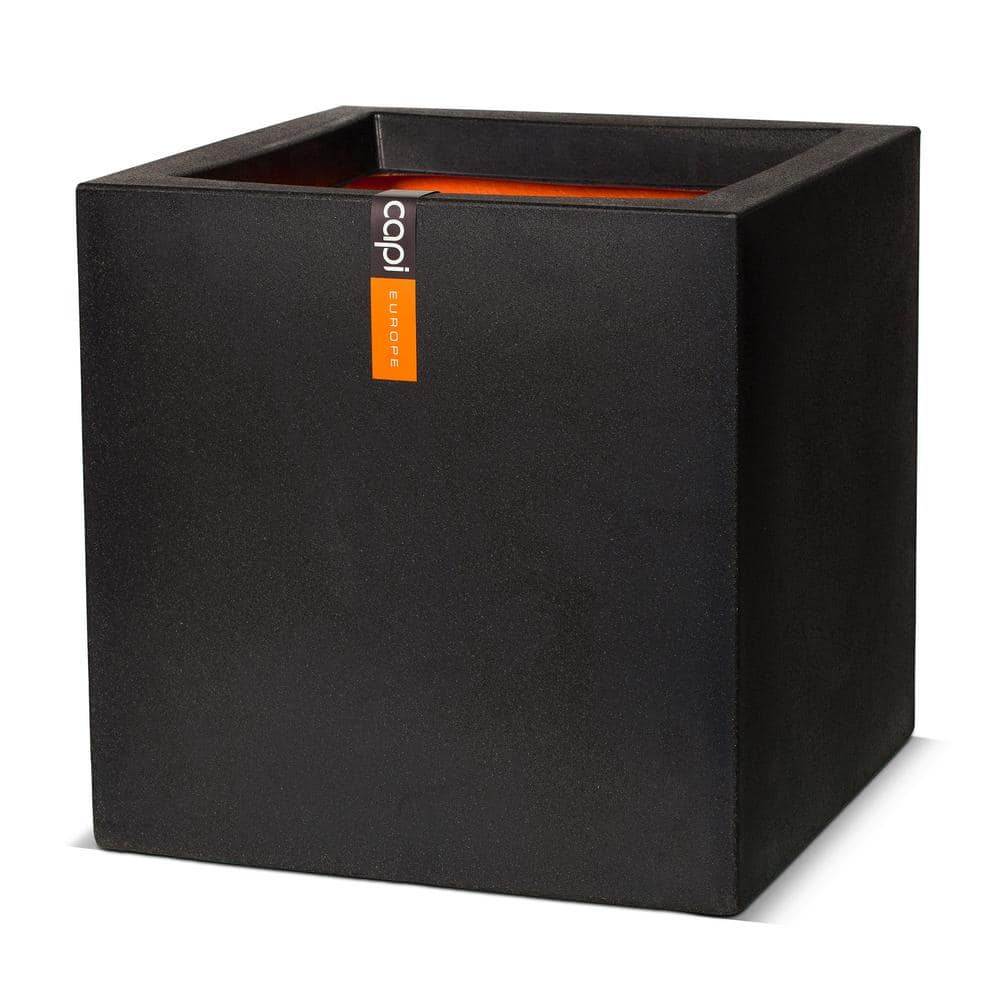 Planter Square Smooth NL 16 in. x 16 in. Black Polyethylene Composite ...