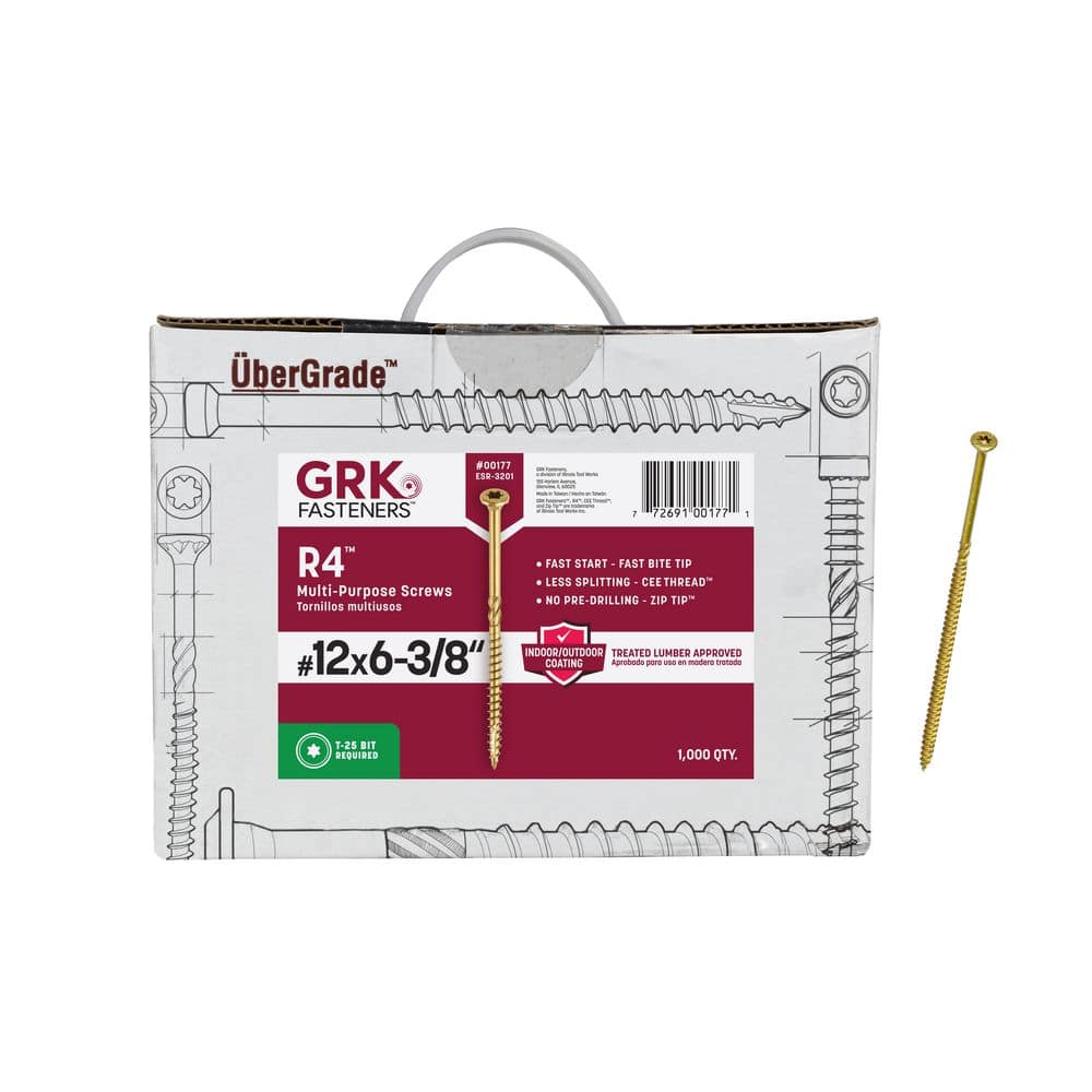 GRK Fasteners #12/14 x 6-3/8 in. Star Drive Bugle Head R4 Multi-Purpose ...