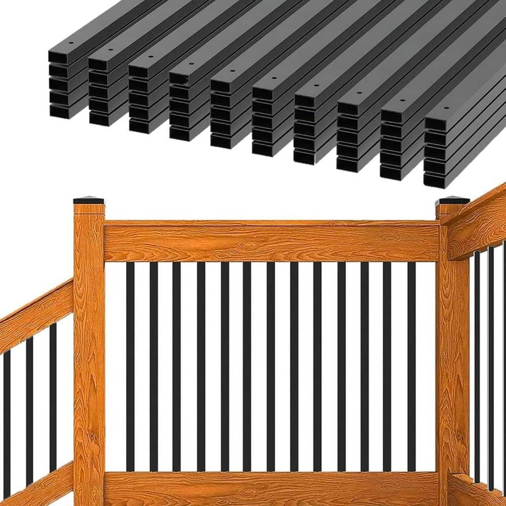 KIWDZFU 0.5 in. H x 36 in. W Black Metal Rectangle Deck Balusters ...