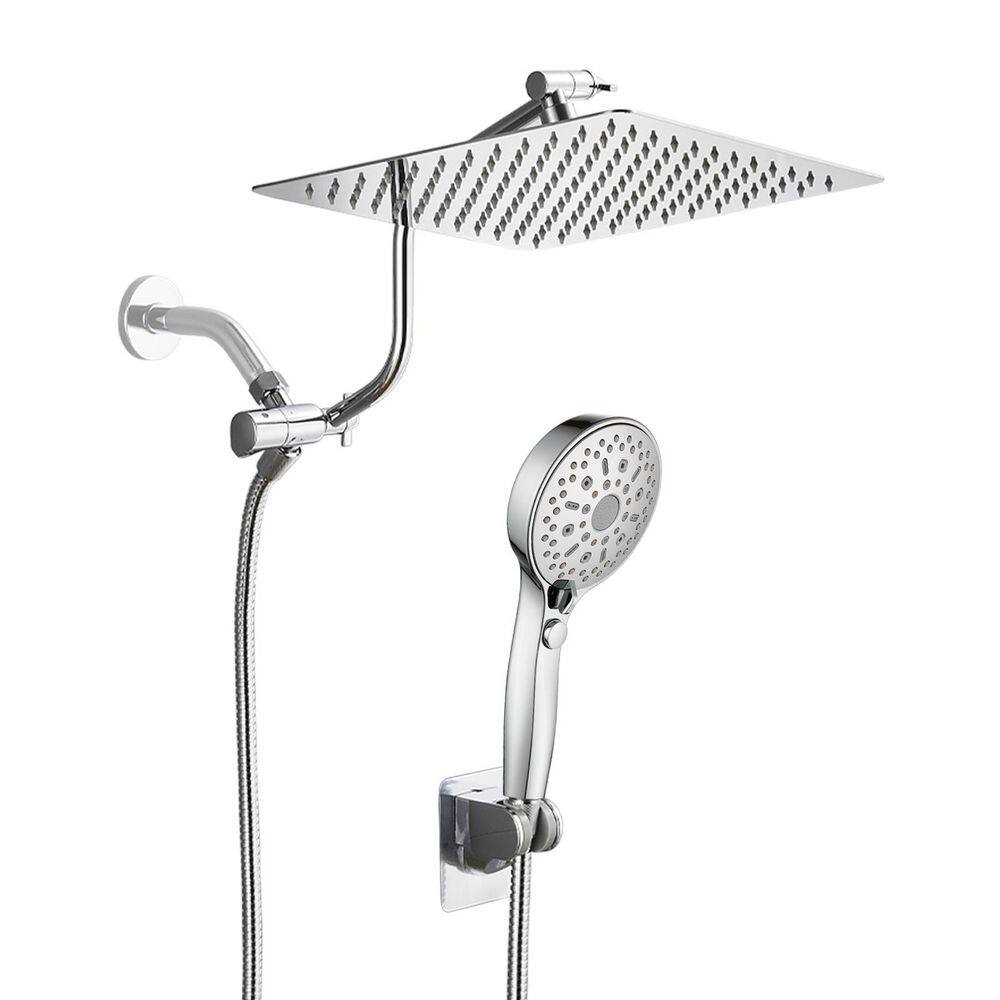 cobbe Rain Shower Head Kits 12-Spray with 1.8 GPM 12 in. Wall Mount ...