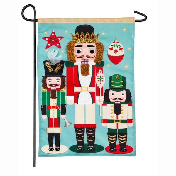 Evergreen 18 in. x 12.5 in. Nutcracker Trio Garden Linen Flag 14L8610BL ...