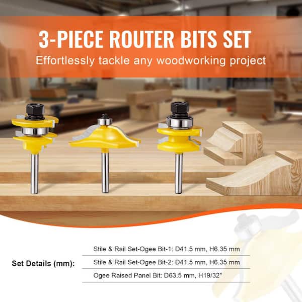 Cabinet Router Bit Set Infinity Cutting Tools 3 Pc. Modern Shaker