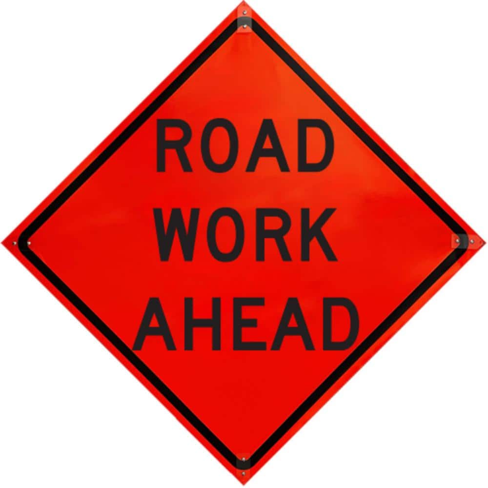 PLASTICADE 36 in. Roll Up Sign-Road Work Ahead R36DI-NRO-PP-W20-1A ...