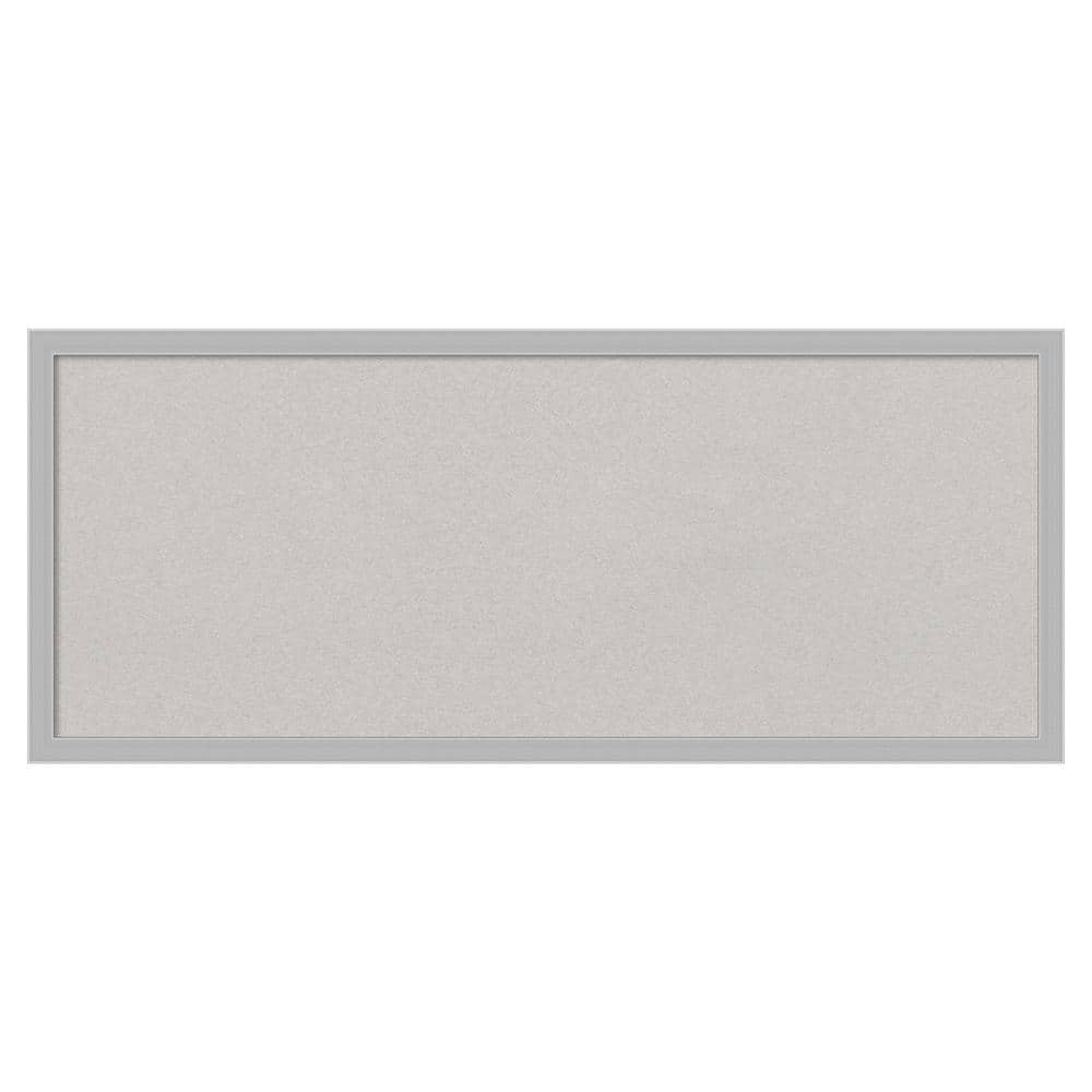 Amanti Art Hera Chrome Framed Grey Corkboard 31 in. x 13 in Bulletin ...
