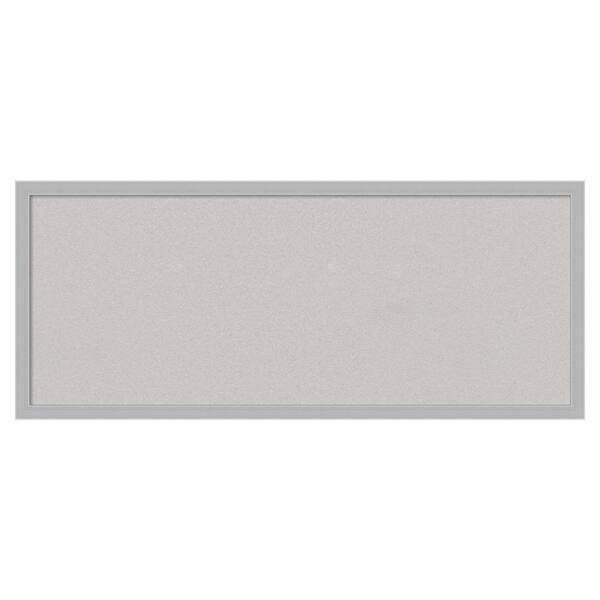 Amanti Art Hera Chrome Framed Grey Corkboard 31 in. x 13 in Bulletin ...
