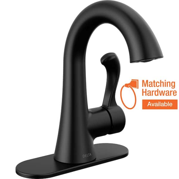 Delta Esato Single Handle Single Hole Bathroom Faucet in Matte Black ...