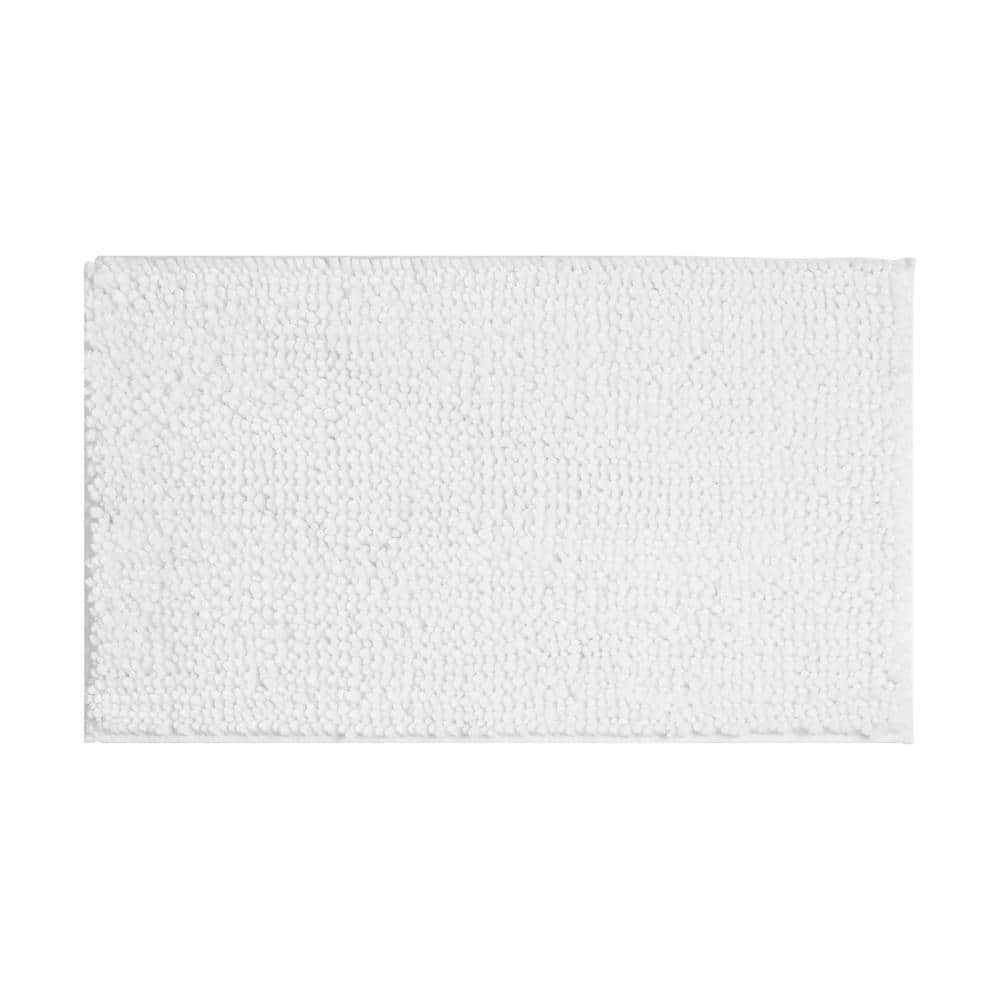 Laura Ashley Butter Chenille Non-Slip White 27 in. x 45 in. Polyester ...