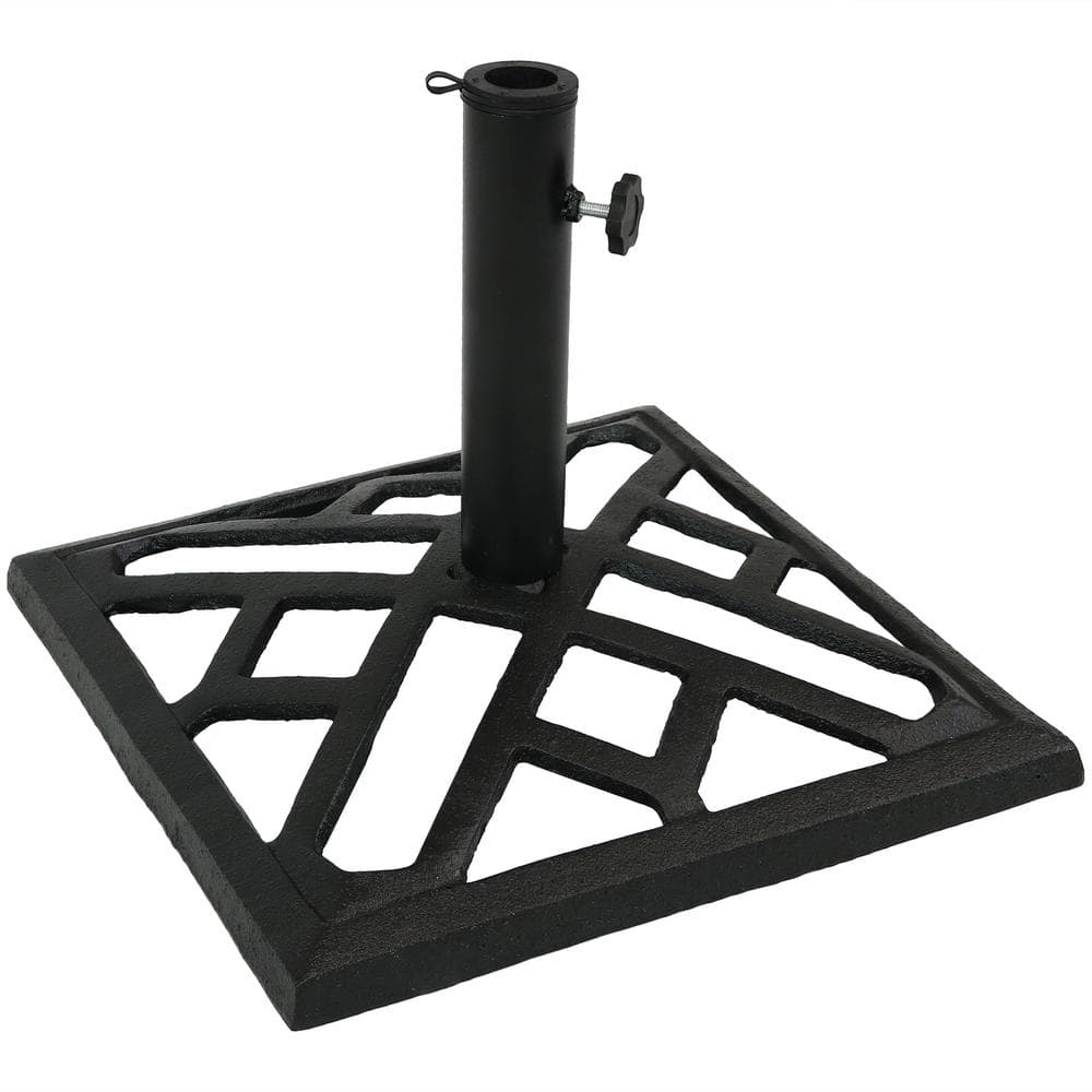 Sunnydaze 17 in. Square Cast Iron Patio Umbrella Base with Modern ...