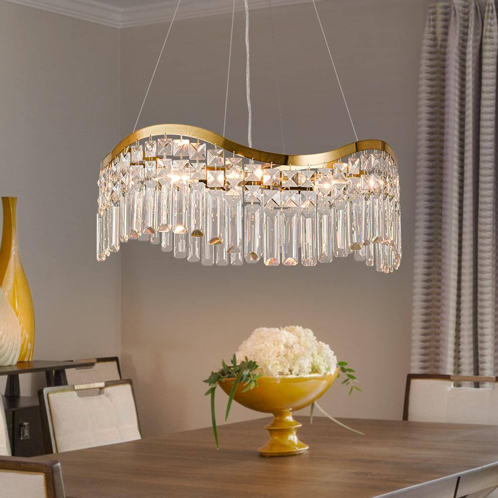 LLHZSY 23.62 in. 8-Light Unique Modern Gold Chandelier with Crystal ...