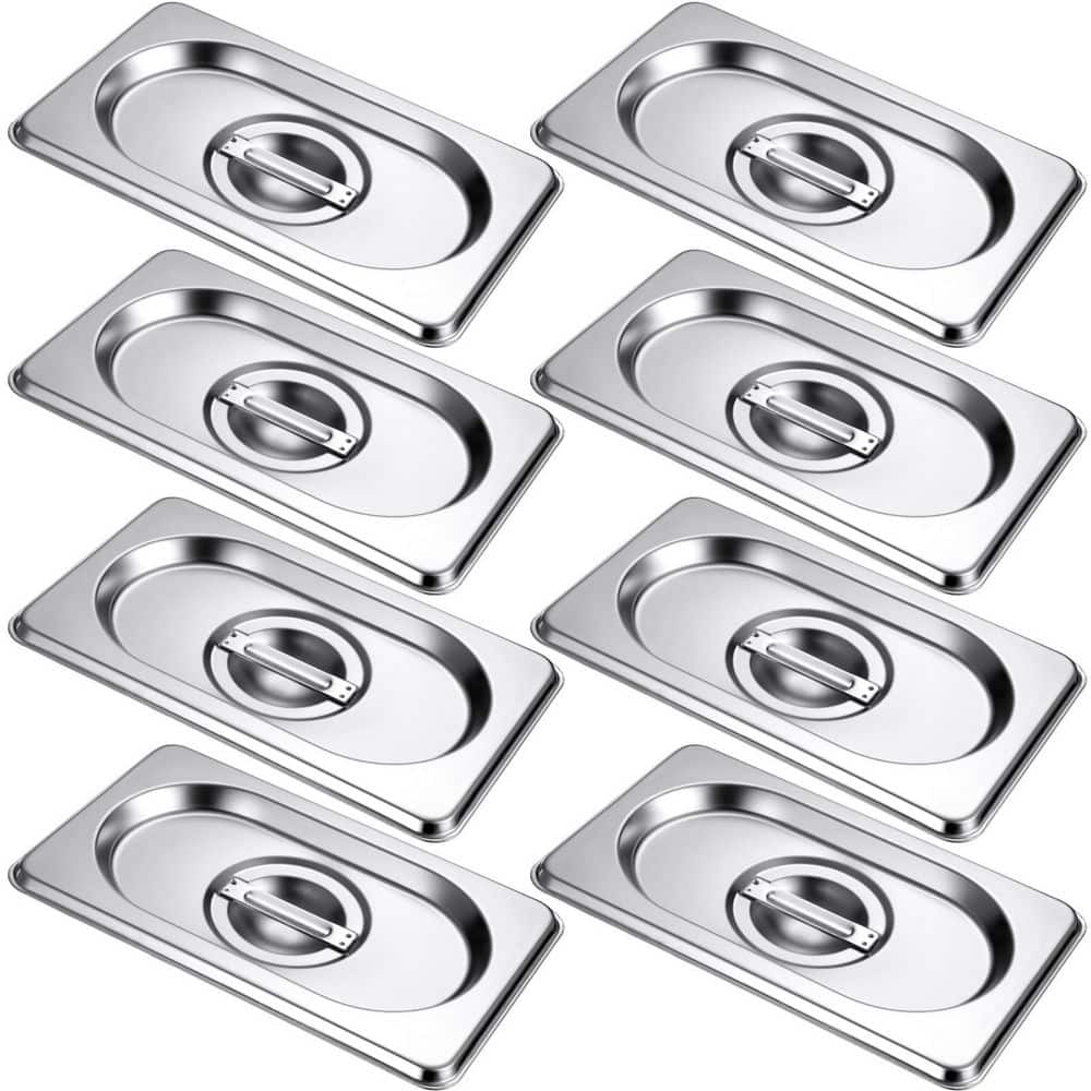 Esepony 6.9 in. x 4.3 in. 1/9 Size Stainless Steel Hotel Pan Lids with ...