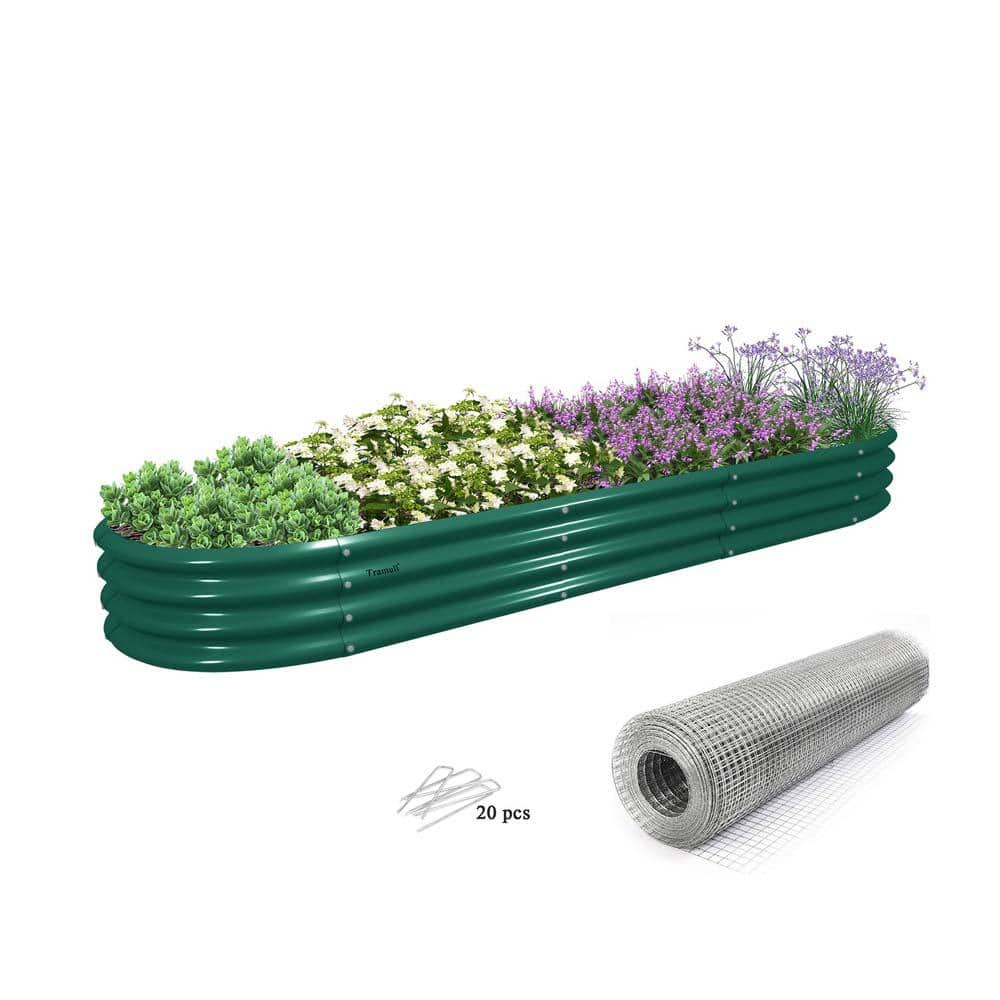 Zeus & Ruta 12 ft. x 2 ft. x 1 ft. Green Outdoor Metal Raised Garden ...